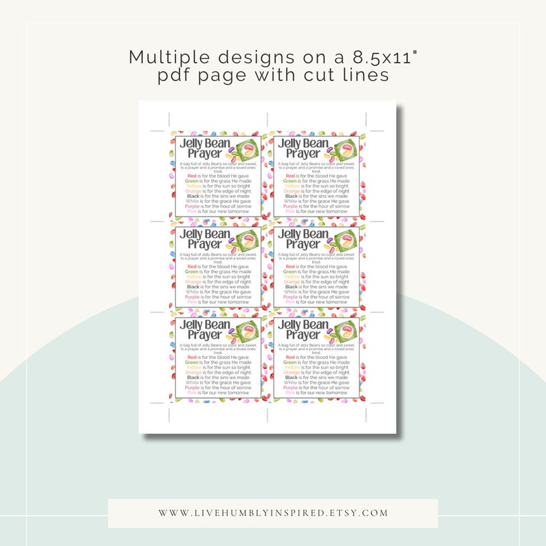 Jelly Bean Prayer Tag and Poem Handout Bundle Download Print Teach ...