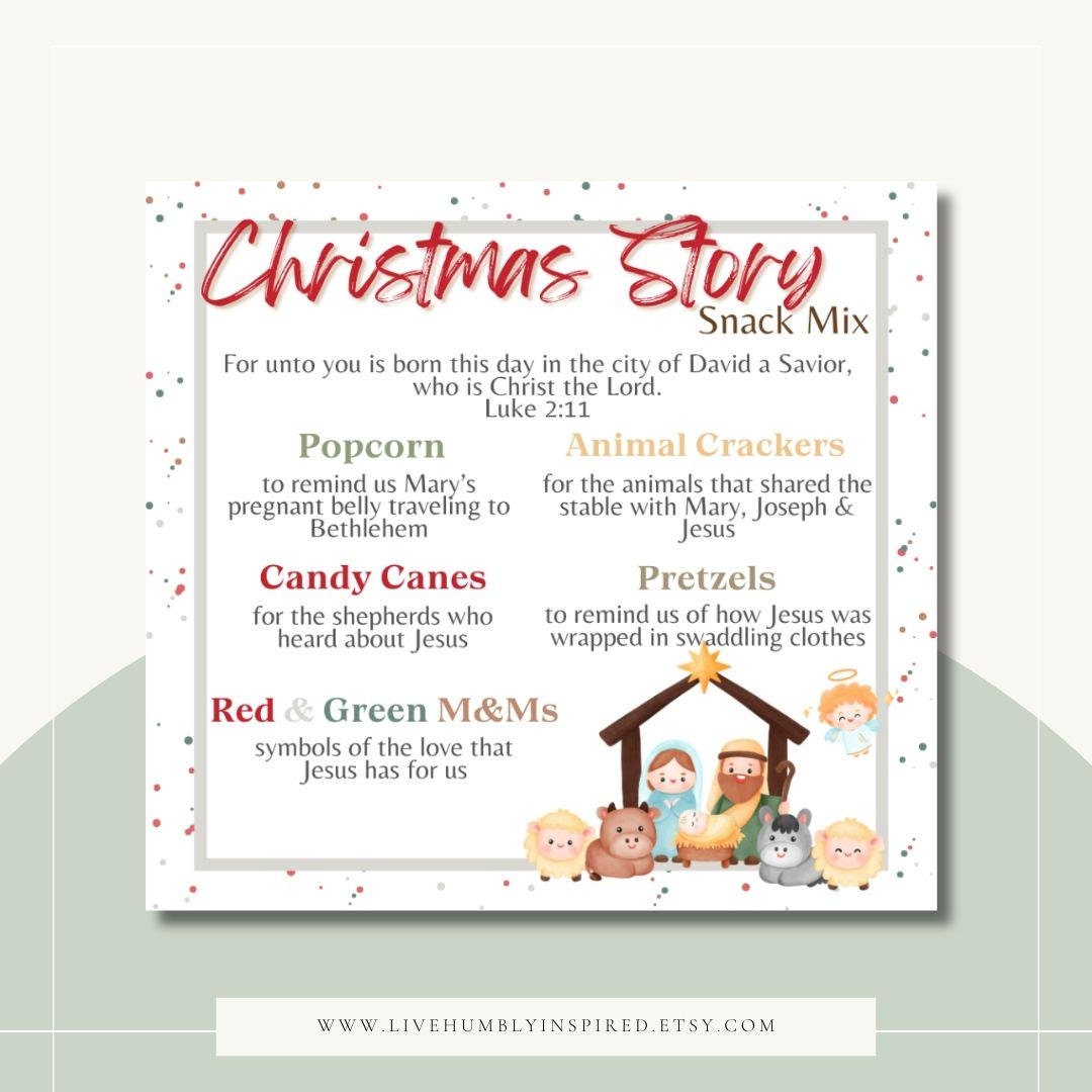Christmas Story Snack Mix Tag: Nativity Printable (PDF Download) - Etsy