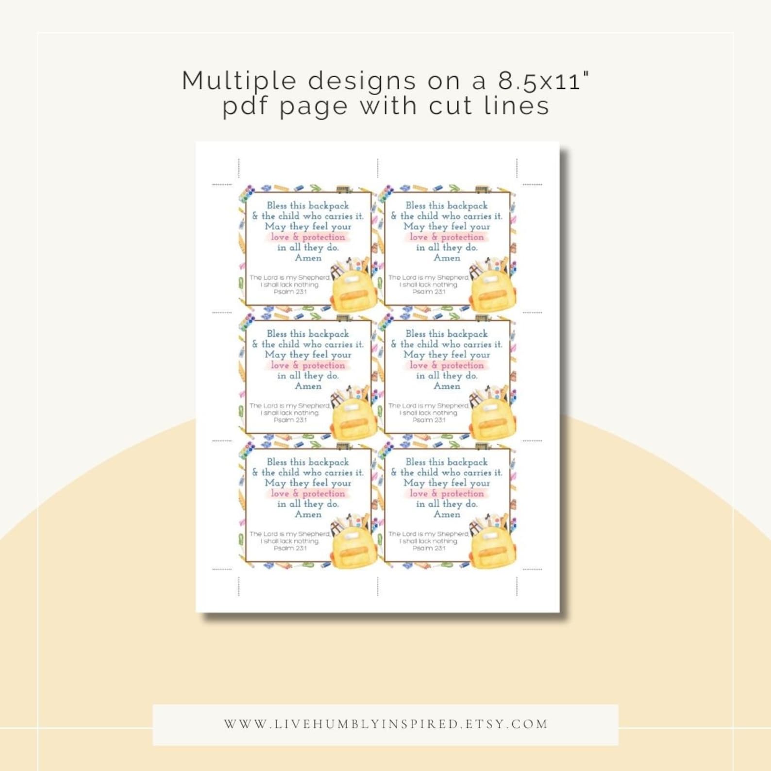 Backpack Blessing Prayer Tag Download and Printable Handout for Back to ...