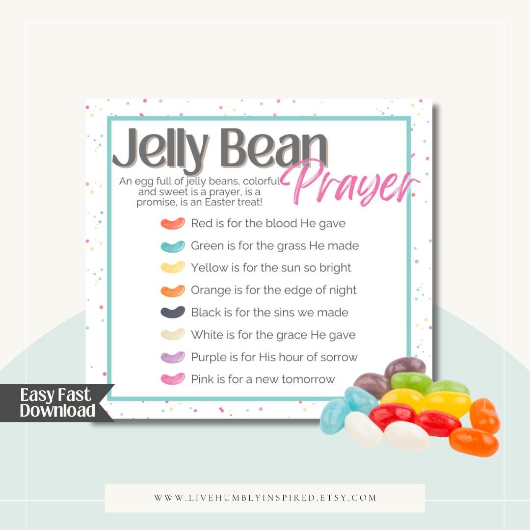 Easter Jelly Bean Prayer Tag Download and Printable Church Sunday ...