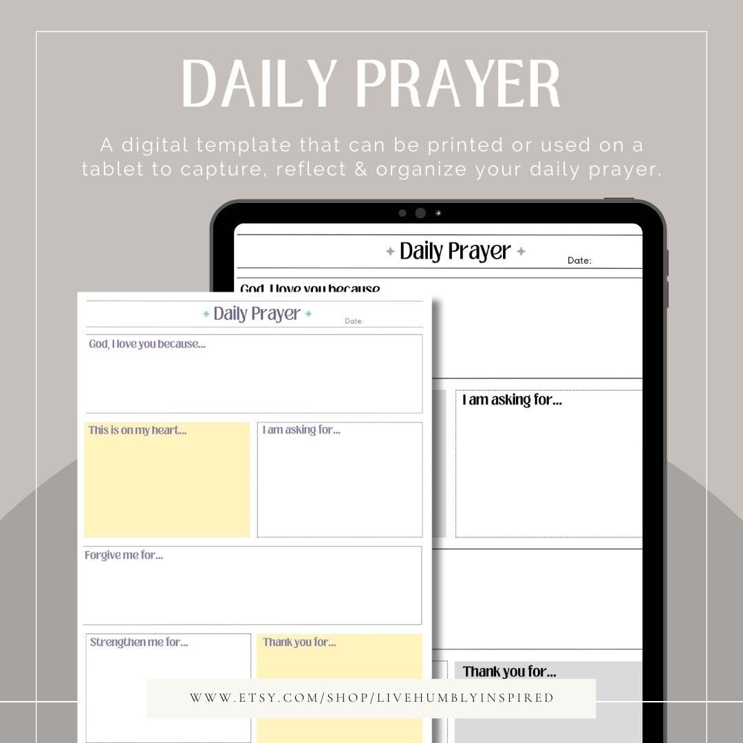 Daily Prayer Template Download and Print in Multiple Color for Bible ...
