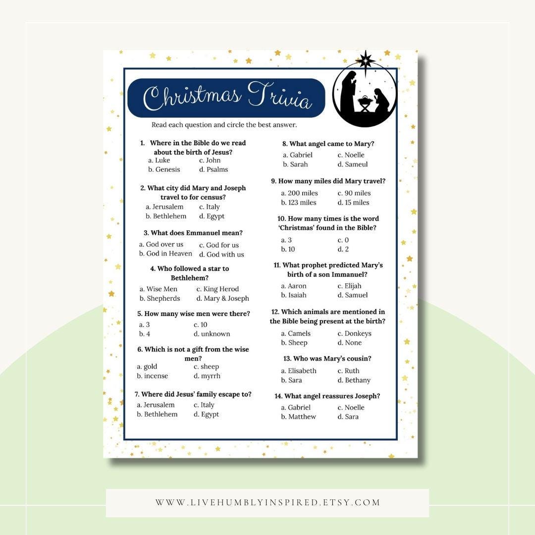 Christmas Bible Trivia Activity Sheet Download and Print for Sunday ...