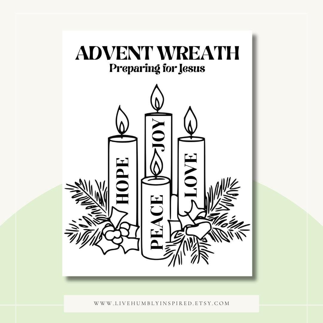 Advent Candle Wreath Coloring Sheet Printable for Sunday School or ...