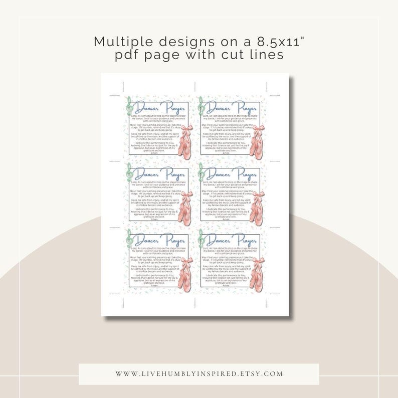 Dancer Ballerina Prayer Tag Download and Printable Handout for ...