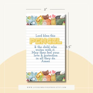 Pencil Blessing and Prayer Tag for Church, Sunday School or Kids ...