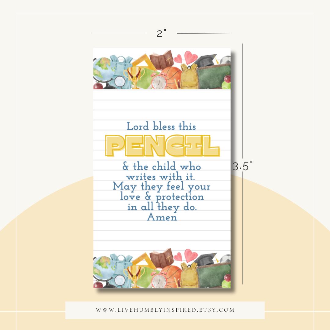 Pencil Blessing and Prayer Tag for Church, Sunday School or Kids ...