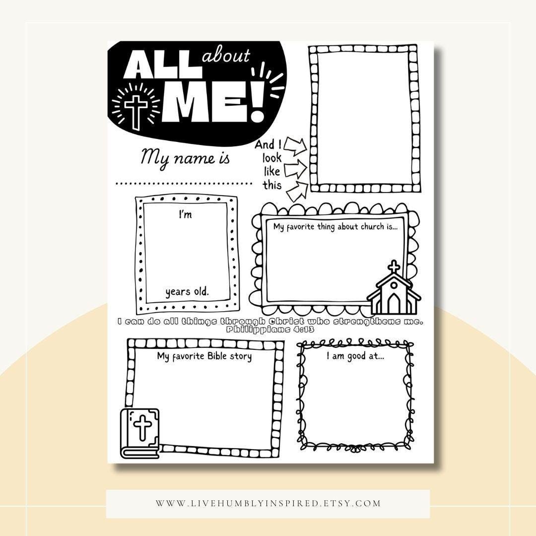 All About Me Printable Sheet for Sunday School, Church, Homeschooling ...