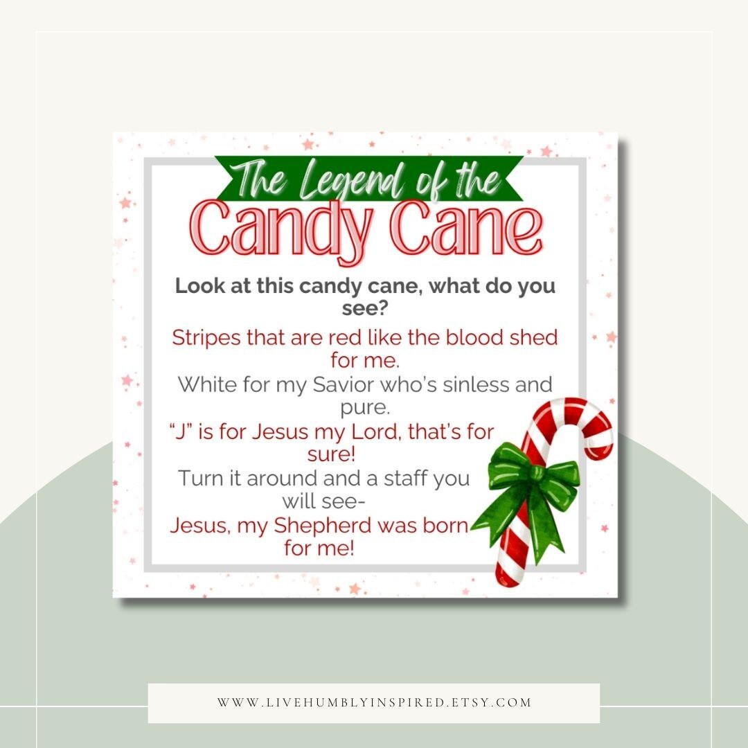 Legend of Candy Cane Card: Christmas Story Gift Tag (PDF) - Etsy