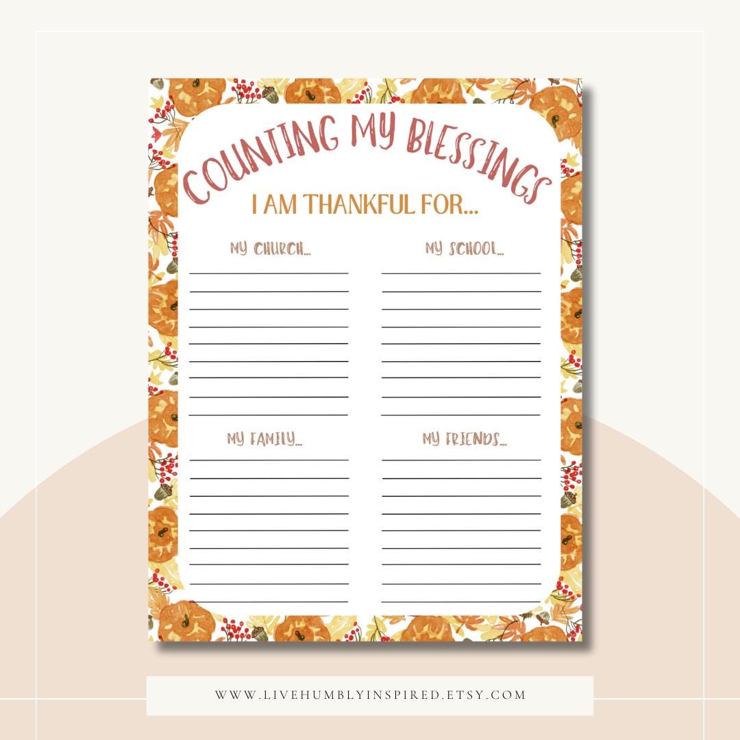 Thanksgiving Blessings Activity Sheet: Sunday School Printable (PDF) - Etsy