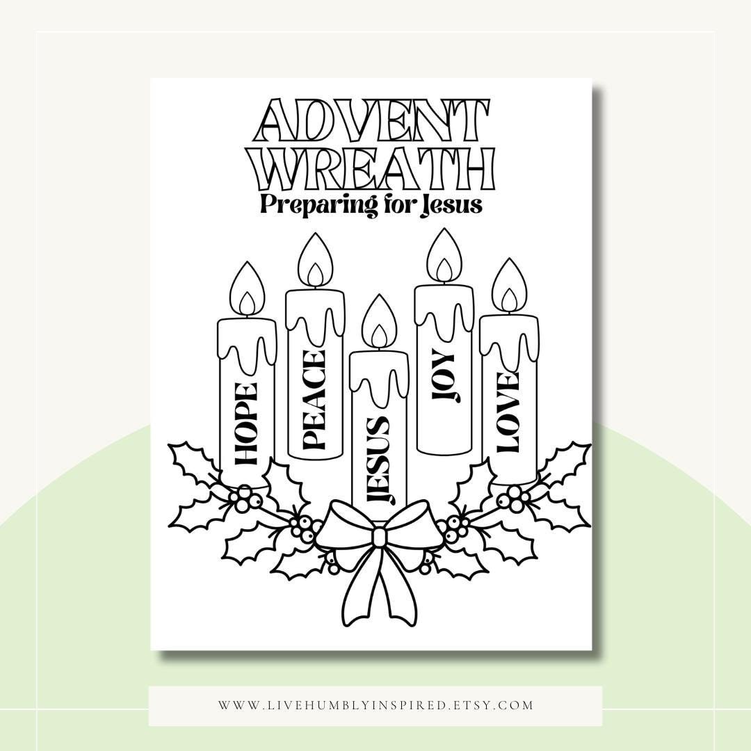 Advent Candle Wreath Coloring Sheet: Sunday School Activity (PDF ...