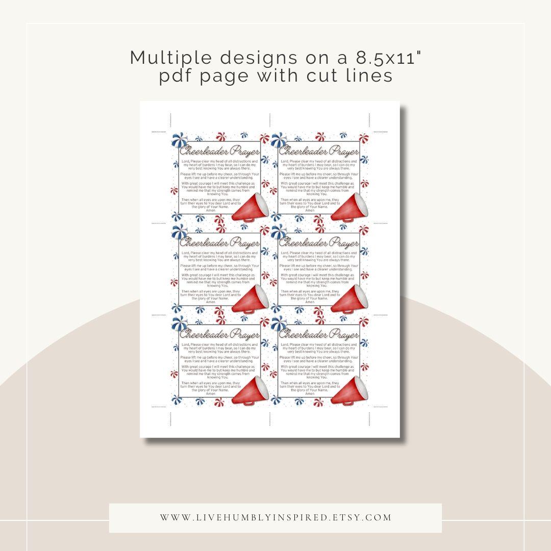 Cheerleader Player Prayer Tag Download and Printable Handout for ...