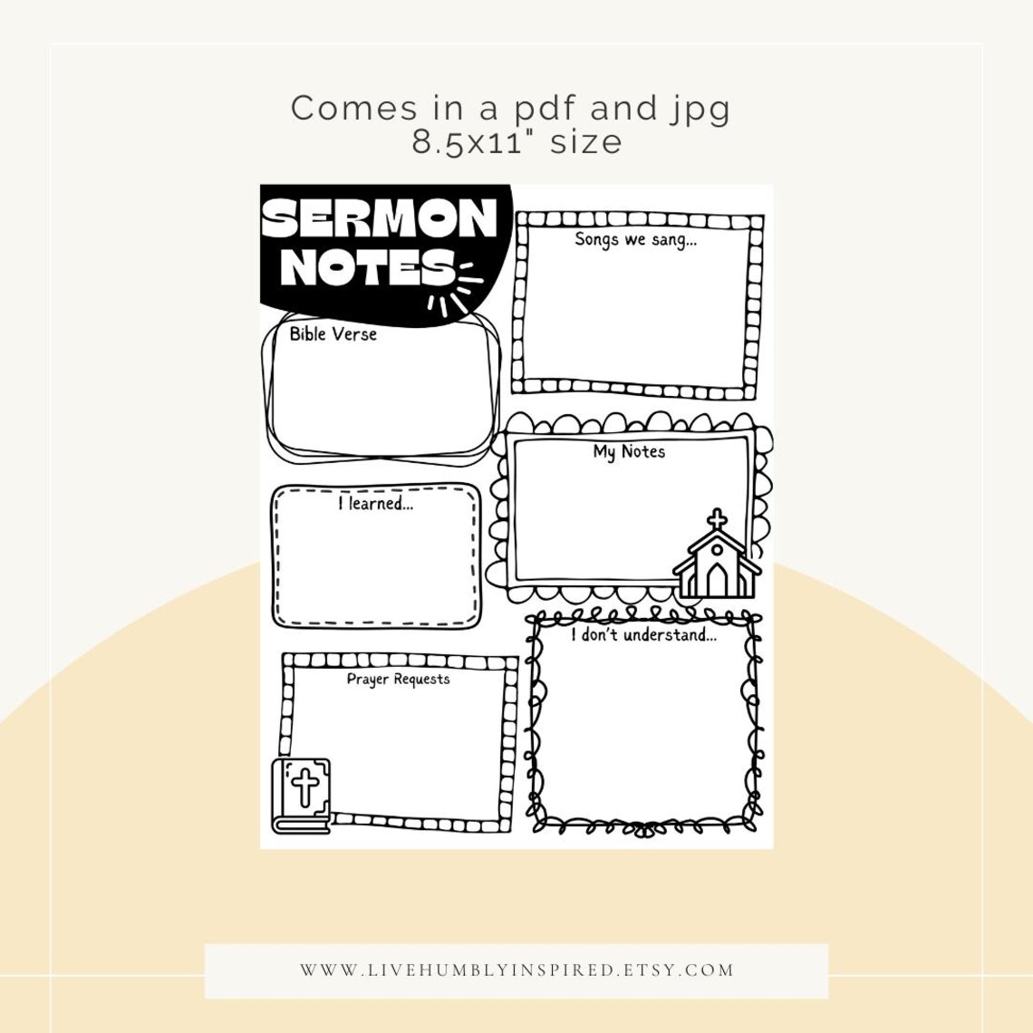 Sermon or Worship Notes Kids Printable Sheet for Sunday School, Church ...