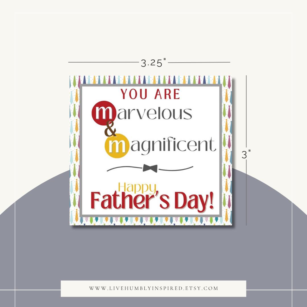 Father's Day M&M Candy Tag Digital Download and Printable Handout Gift ...