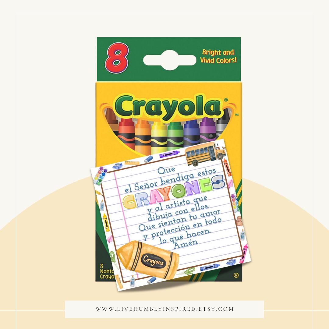 Crayon Blessing Tag in Spanish | Crayon Bendición Y Etiqueta De Oración ...