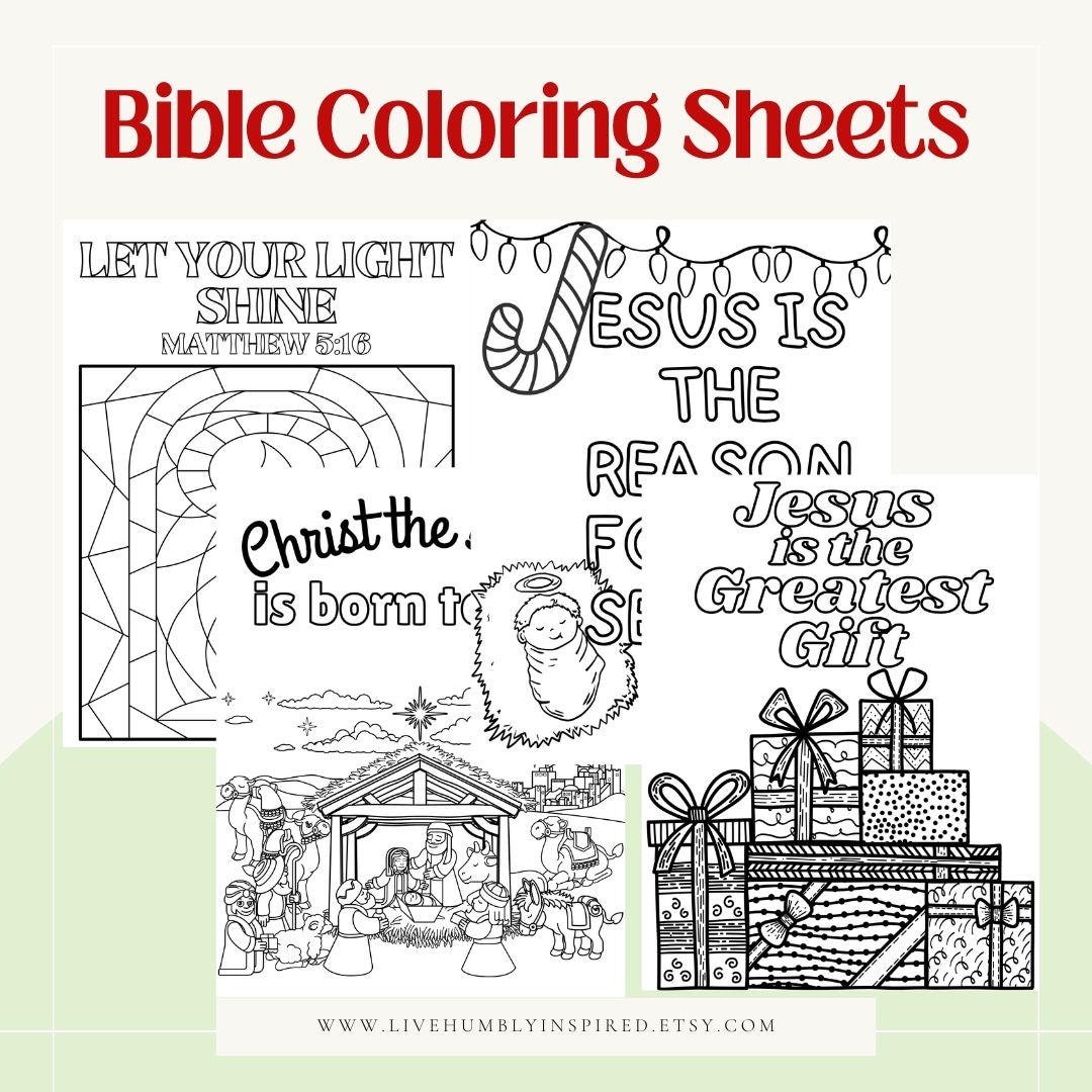 Christmas Jesus Birthday Story Bible Church Coloring Sheet Printable ...