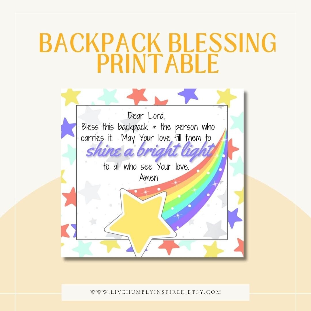 Backpack Blessing Rainbow Shooting Star Tag Download and Printable ...