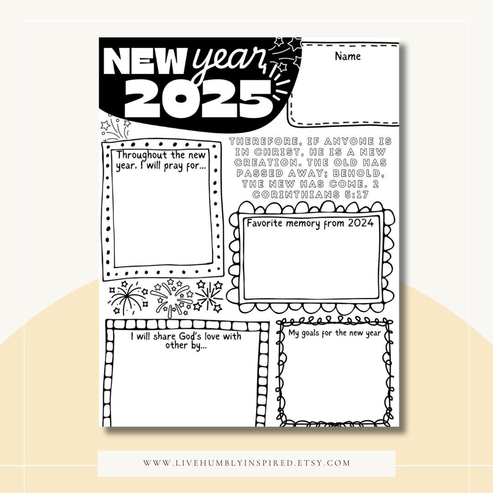 Happy New Year Religious Printable Sheet for Sunday School, Church ...