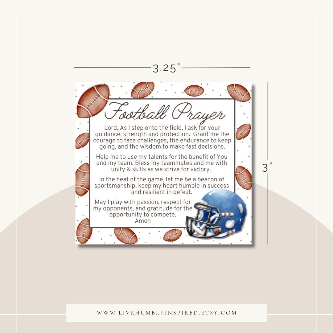 Football Player Prayer Tag Download and Printable Handout for Christian ...