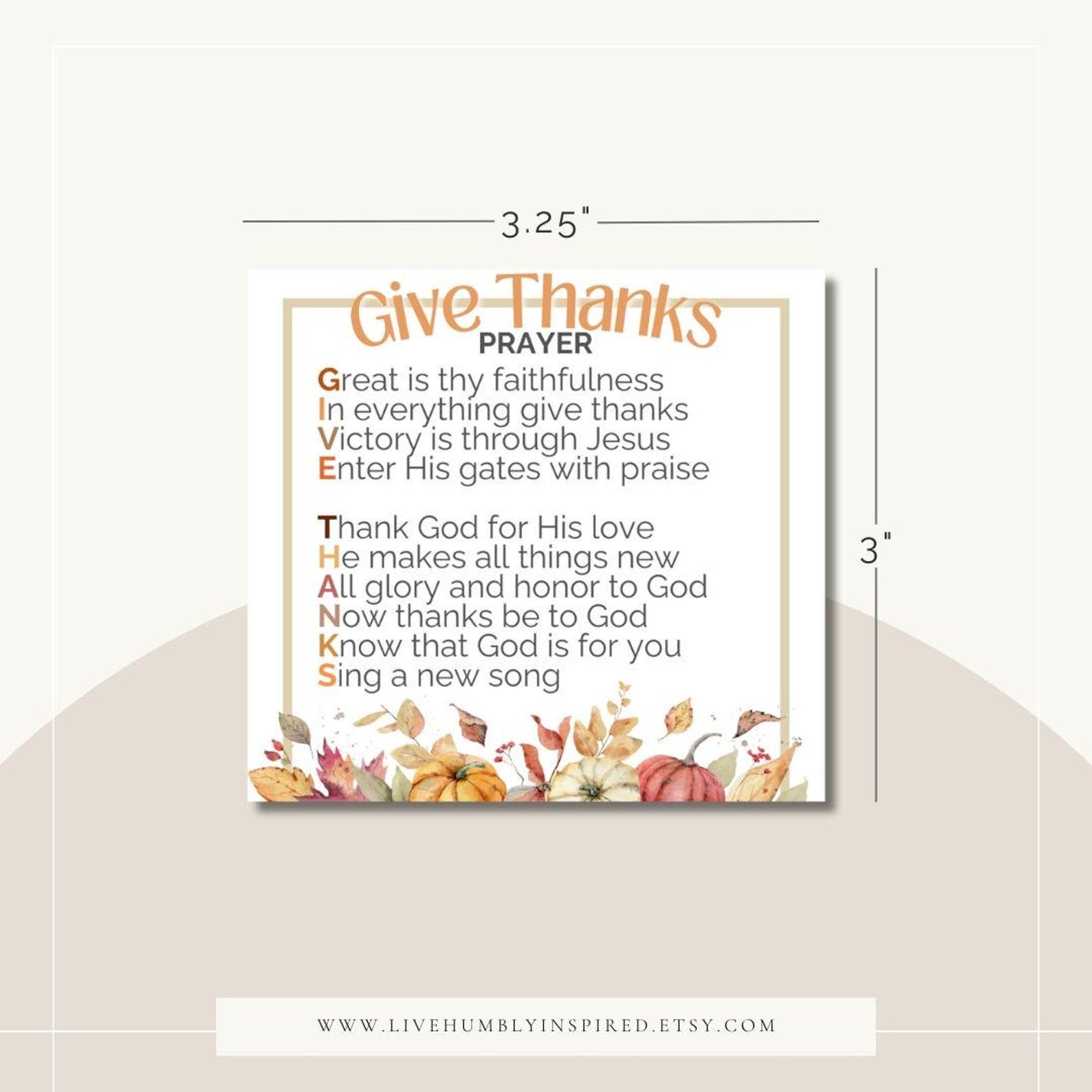 Printable Thanksgiving Prayer Card | Faith Gratitude for Thanksgiving ...