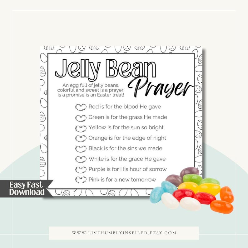 Easter Jelly Bean Prayer Coloring Tag: Sunday School Printable (digital ...