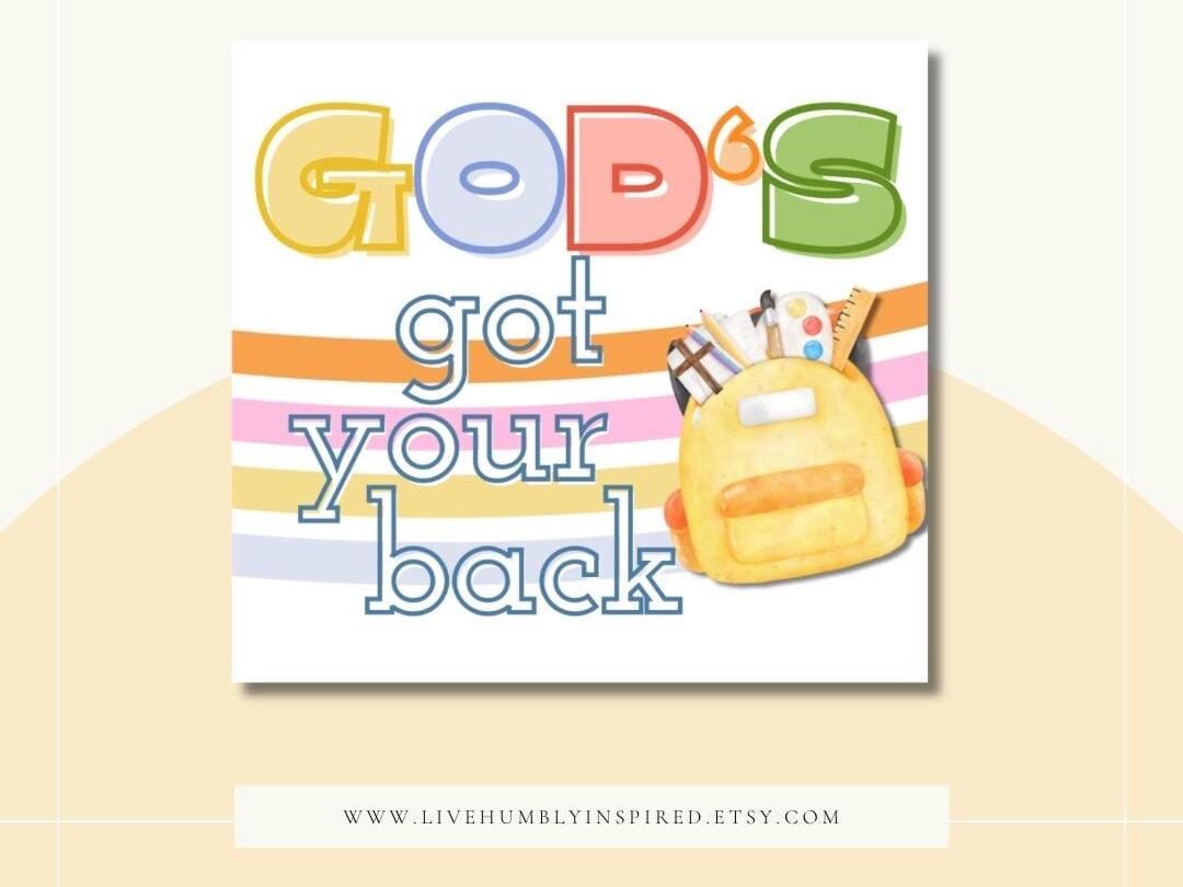 Gods Got Your Back Backpack Prayer Tag: Christian Back to School (PDF ...