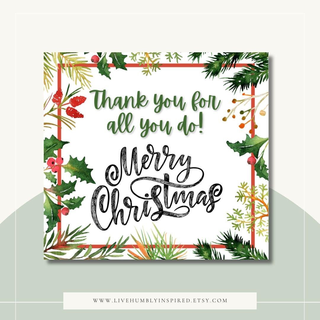 Christmas Thank You Tag: Holiday Appreciation Gift (PDF) - Etsy