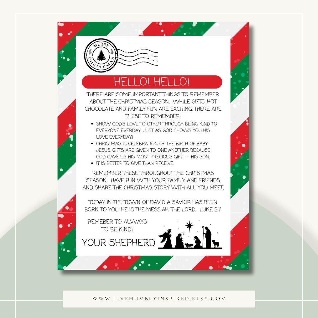 Shepherd Christmas Letter Printable: Nativity Scene (PDF Download) - Etsy
