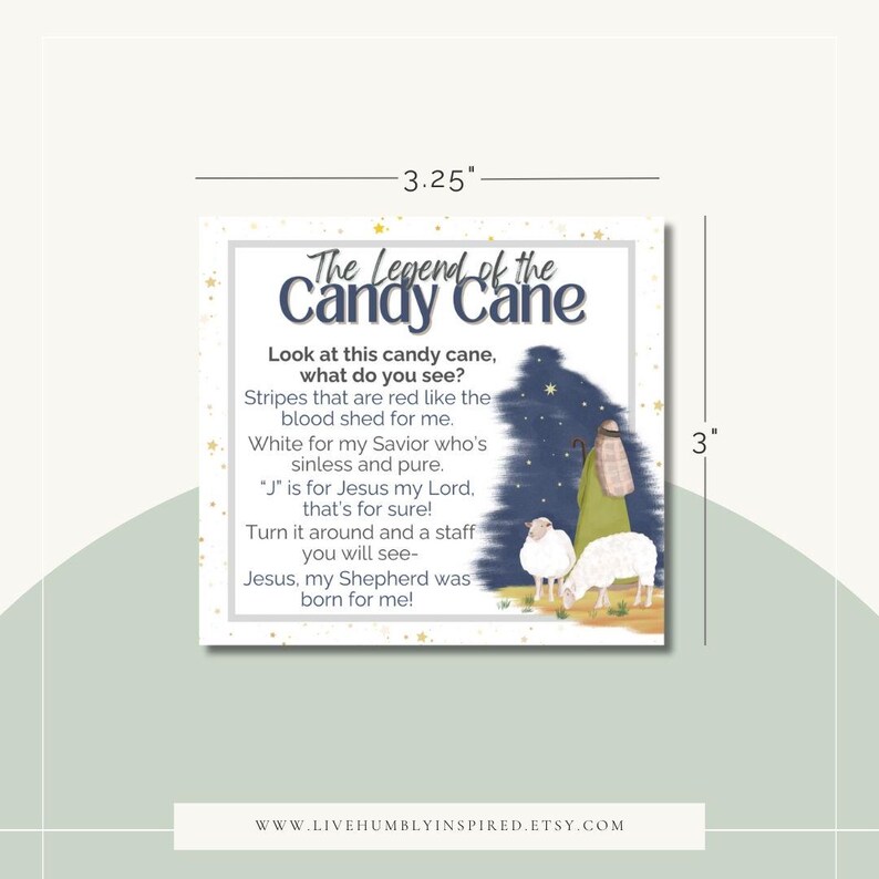 Legend of Candy Cane Card: Shepherd Christmas Story (PDF) - Etsy