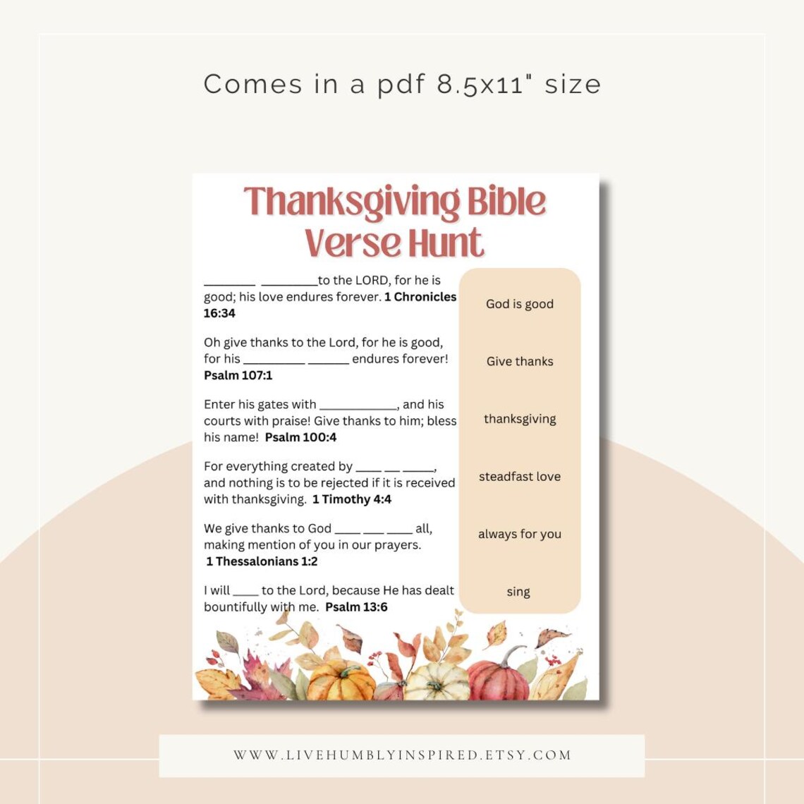 Thanksgiving Bible Verse Printable Activity Sheet for Sunday School ...