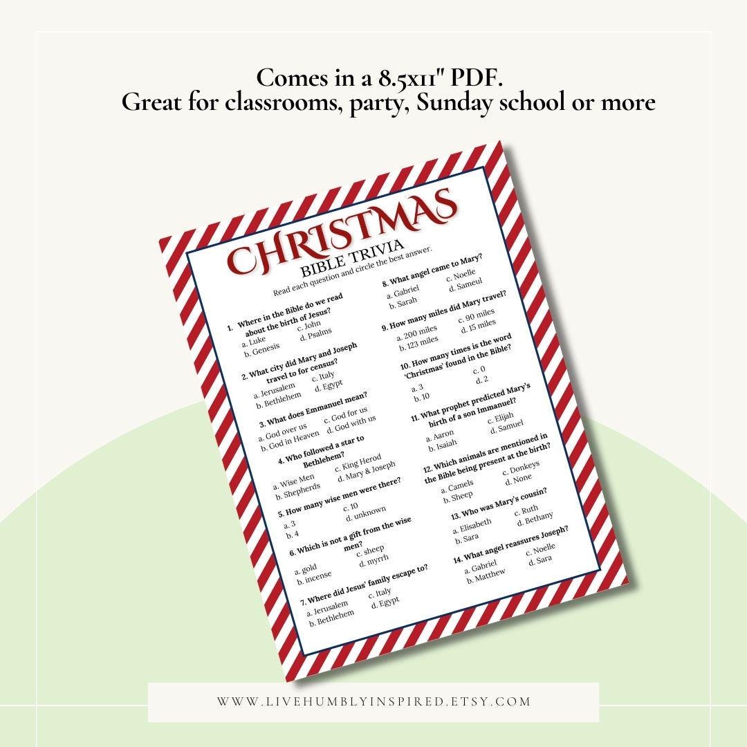 Christmas Bible Trivia Activity Sheet Download and Print for Sunday ...