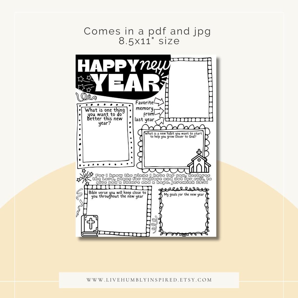 Religious New Year Printable Sheet for Sunday School, Church ...