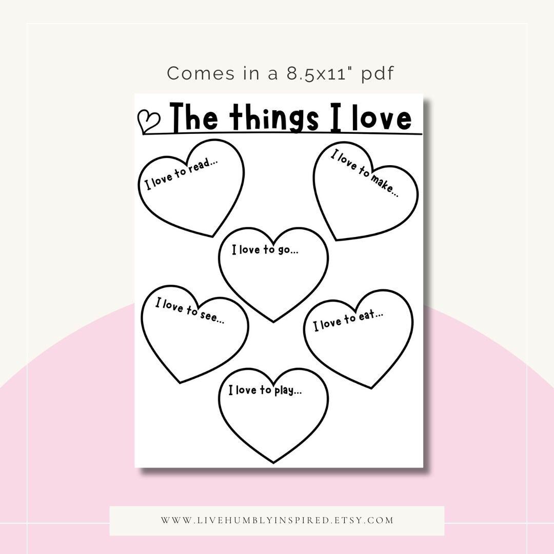 Things I Love Coloring Activity Sheet Great for Sunday School Church ...