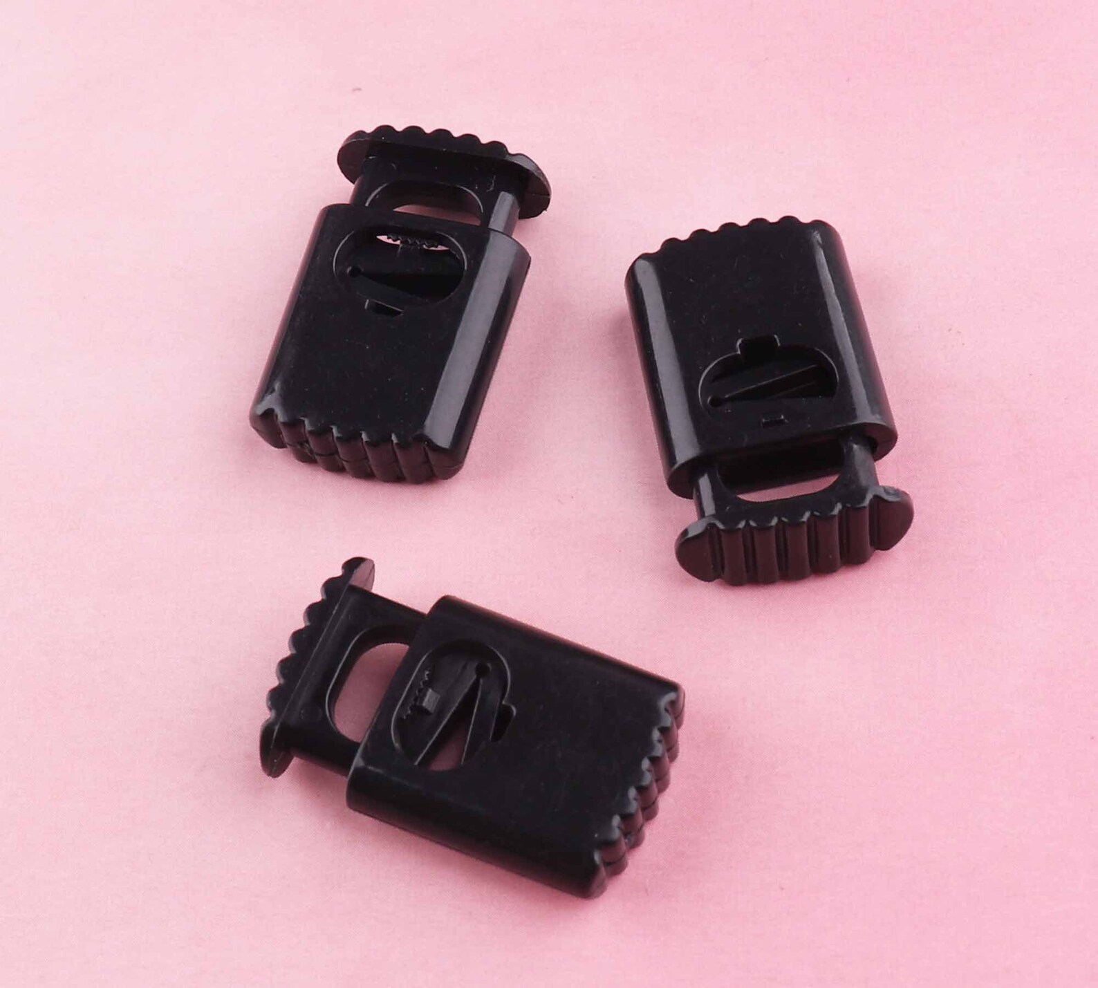 Black Plastic Stopper Cord End Toggle Clip Buckle double hole | Etsy