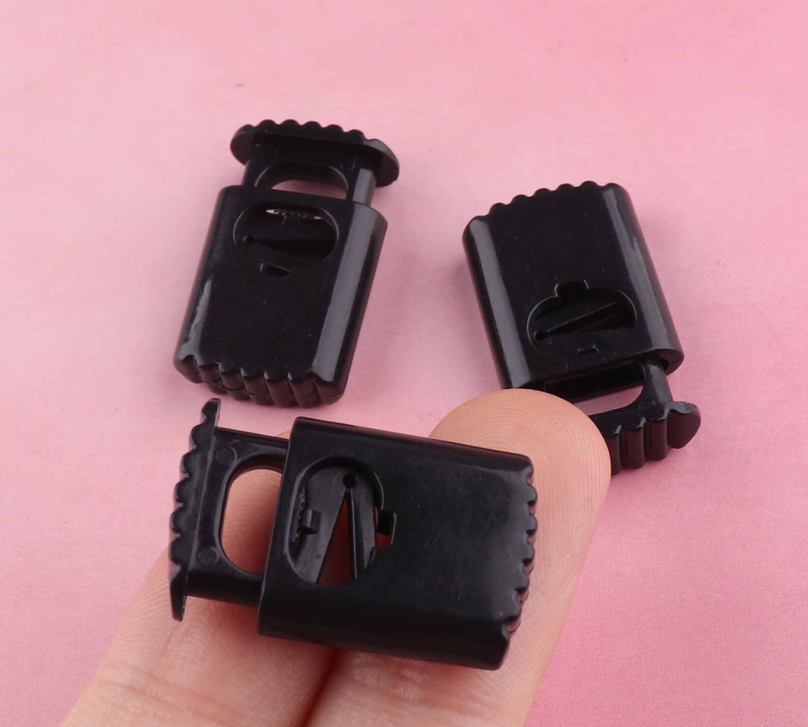 Black Plastic Stopper Cord End Toggle Clip Buckle double hole | Etsy