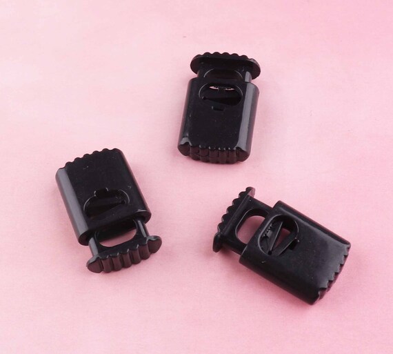 Black Plastic Stopper Cord End Toggle Clip Buckle Double Hole - Etsy