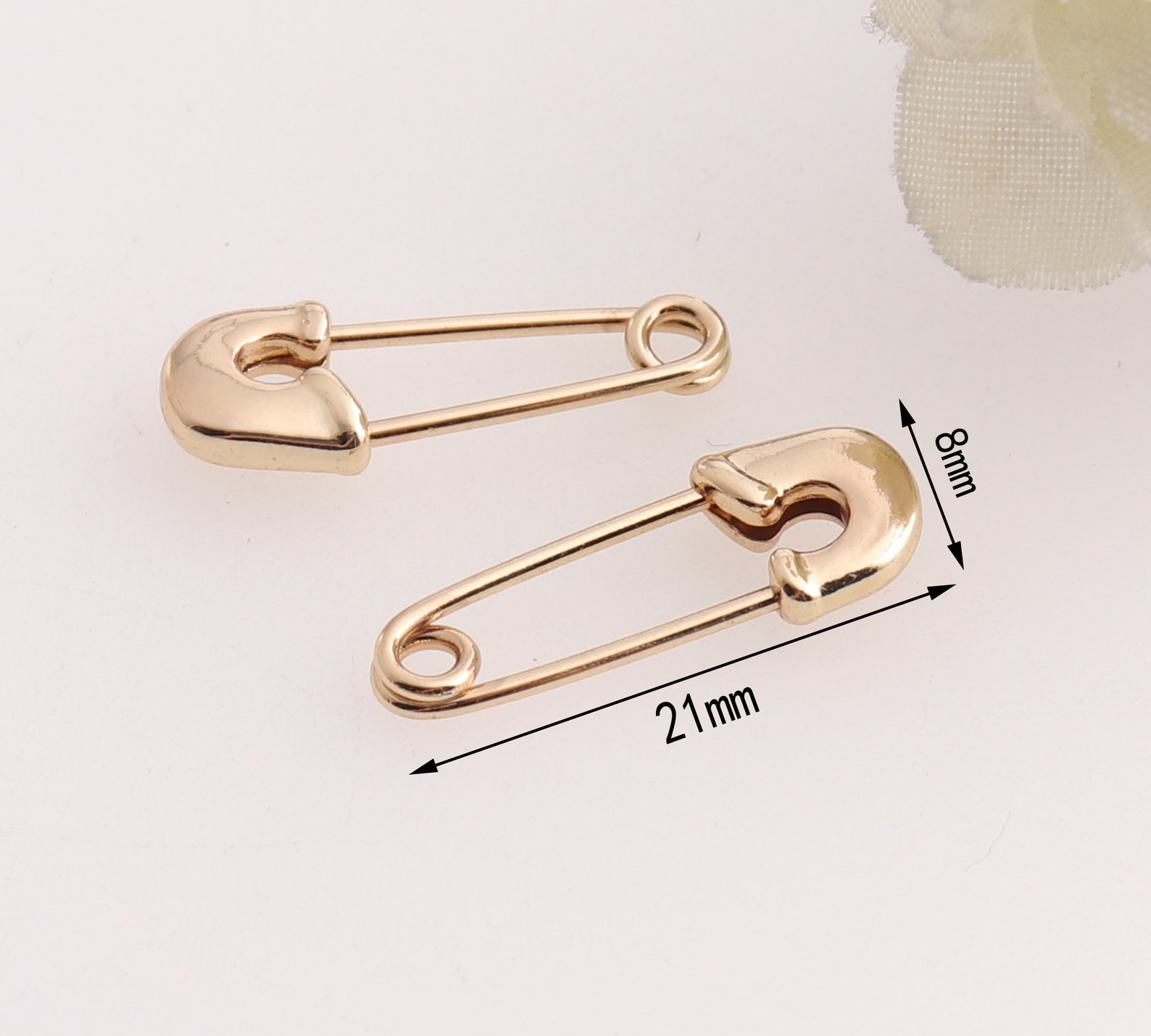 Light Gold Mini Safety pin Tag Label Pin Earring Pin Movement | Etsy