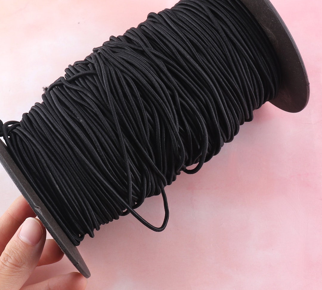 2mm 10Y Black Elastic String Elastic Cord for Face Mask Round Elastic ...