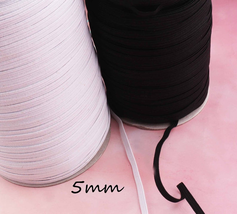 500Y Elastic Cord White Nylon Elastic 5mm High Quality Black - Etsy