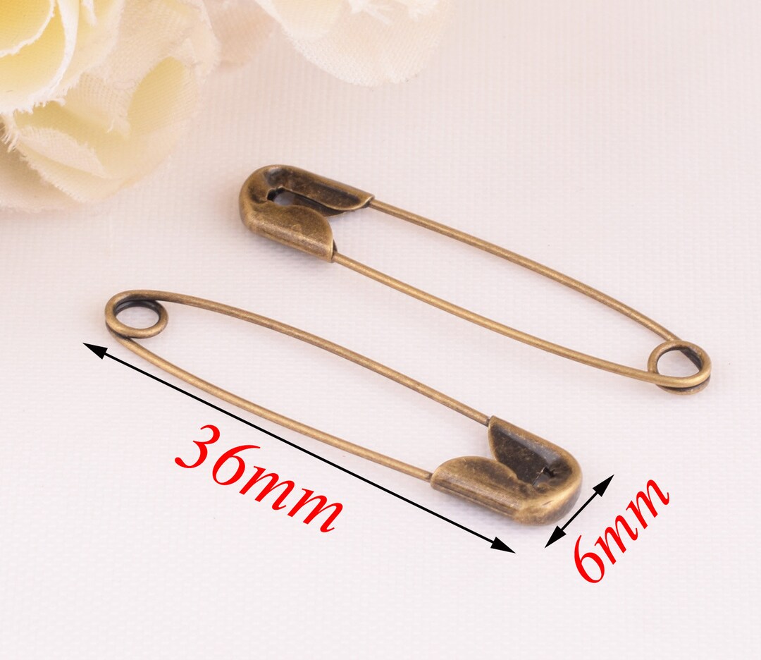 50 Pcs 36*6mm Bronze Safety Pin,light Weight Safety Pins Metal Brooch ...