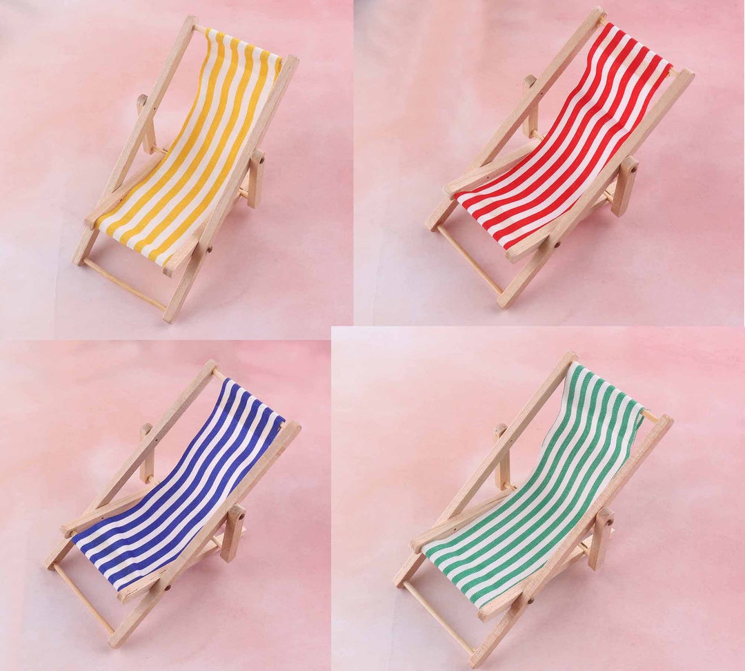 1pcs Mini Chair1:12 Scaledollhouse Miniatures Beach Lounge Chair,wooden ...