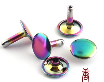30set Rainbow Double Caps Rivets 12mm Dome Rivets Rapid Rivets Studs ...