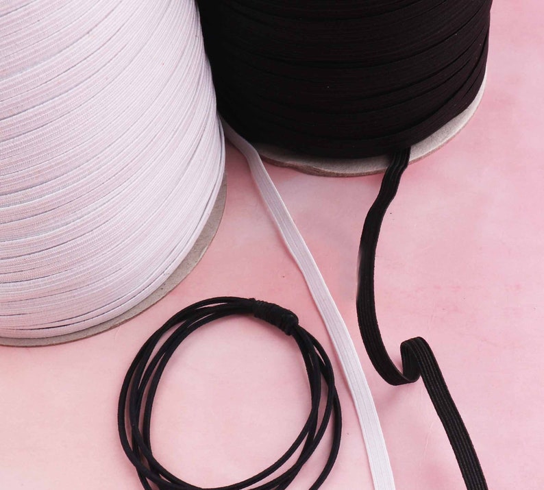 500Y Elastic Cord White Nylon Elastic 5mm High Quality Black - Etsy