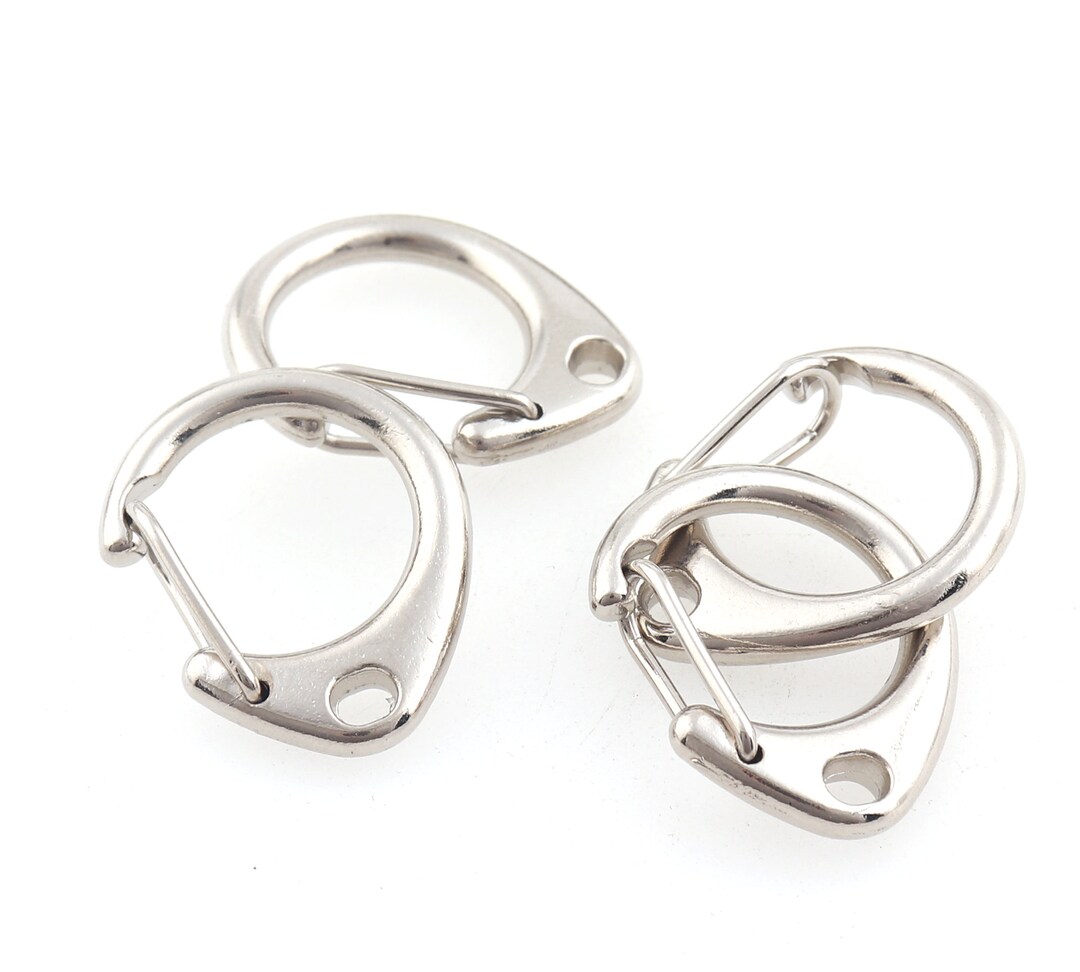Silver Spring Clasp Push Gate Snap Hook Lobster Claw Clasps Spring Clip ...