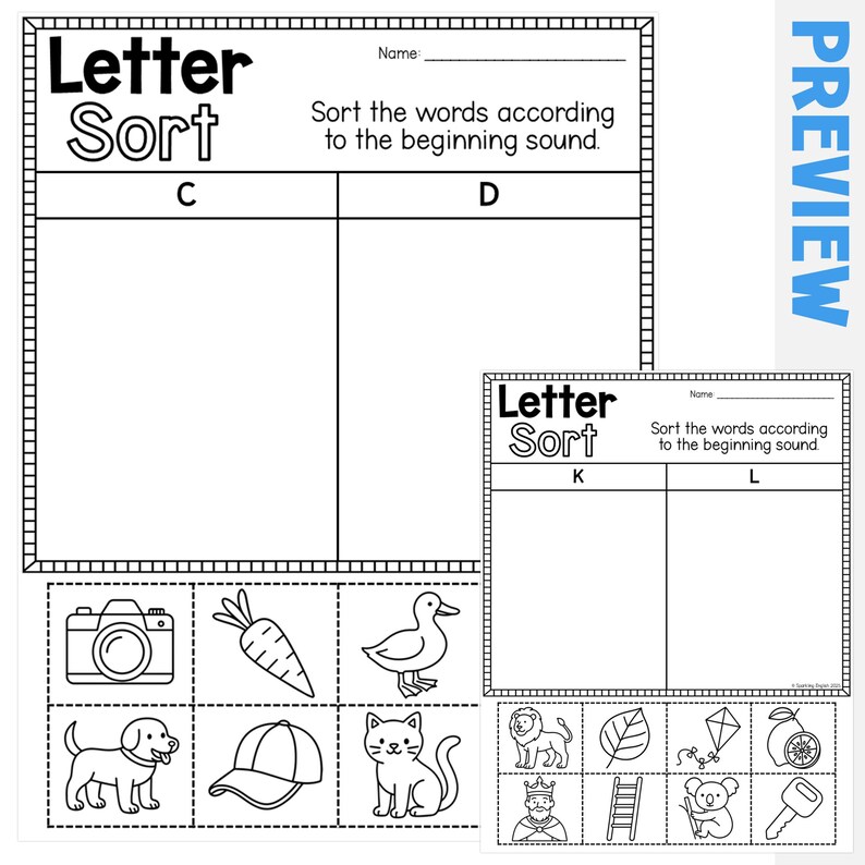 Beginning Sounds Sorting Activity | Cut and Paste Alphabet Picture Sort ...