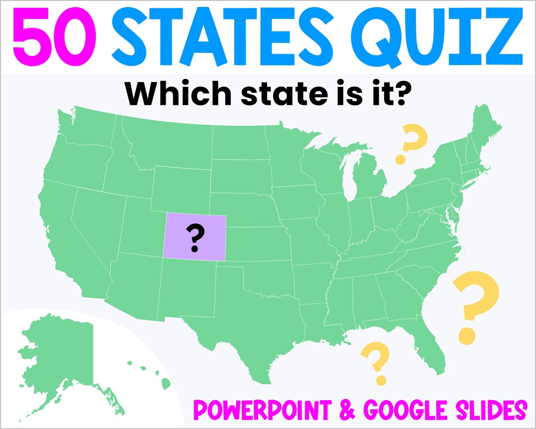 50 States Map Quiz 1 Identify the State on US Map - Etsy