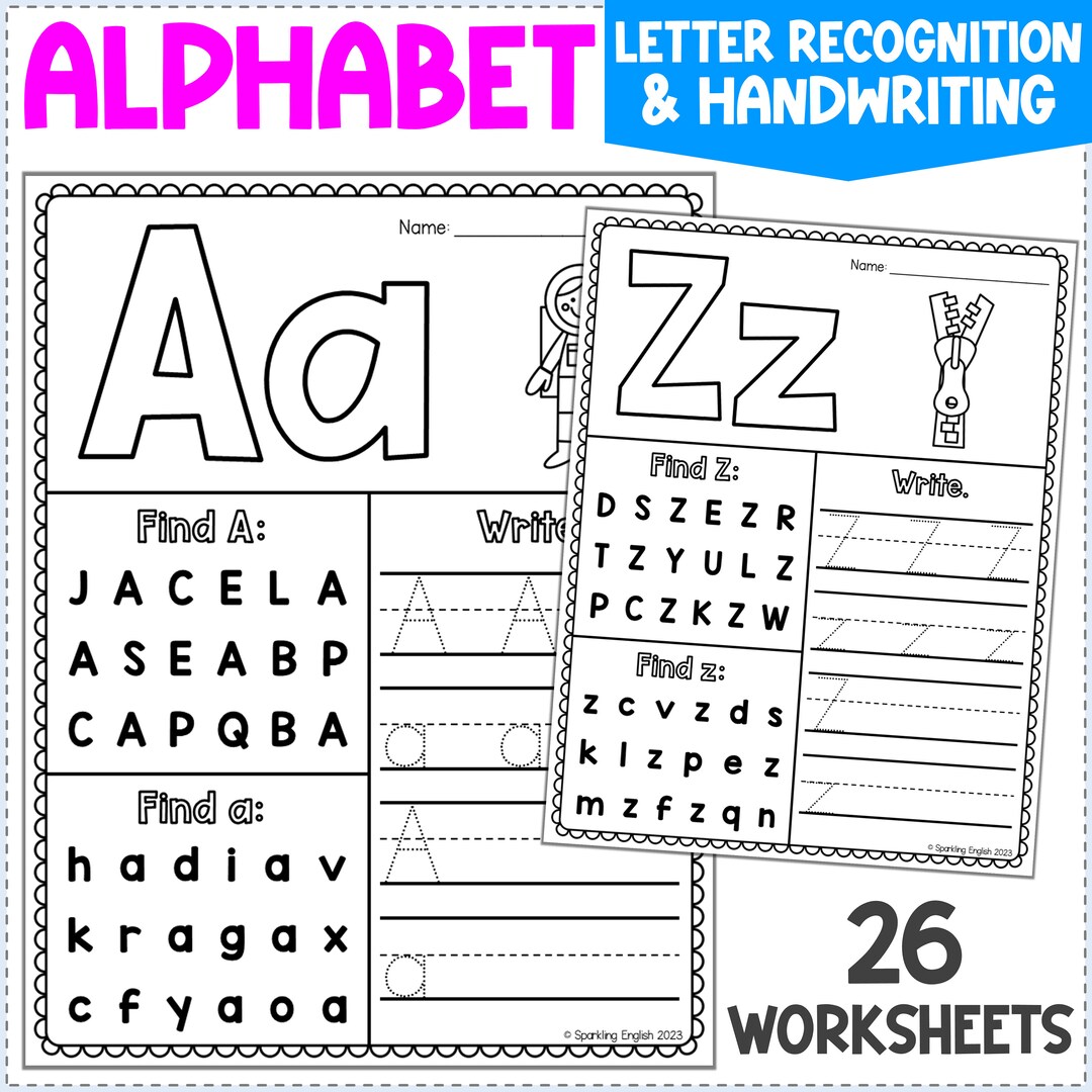 Letter Recognition and Handwriting Worksheets Alphabet Review Activity ...