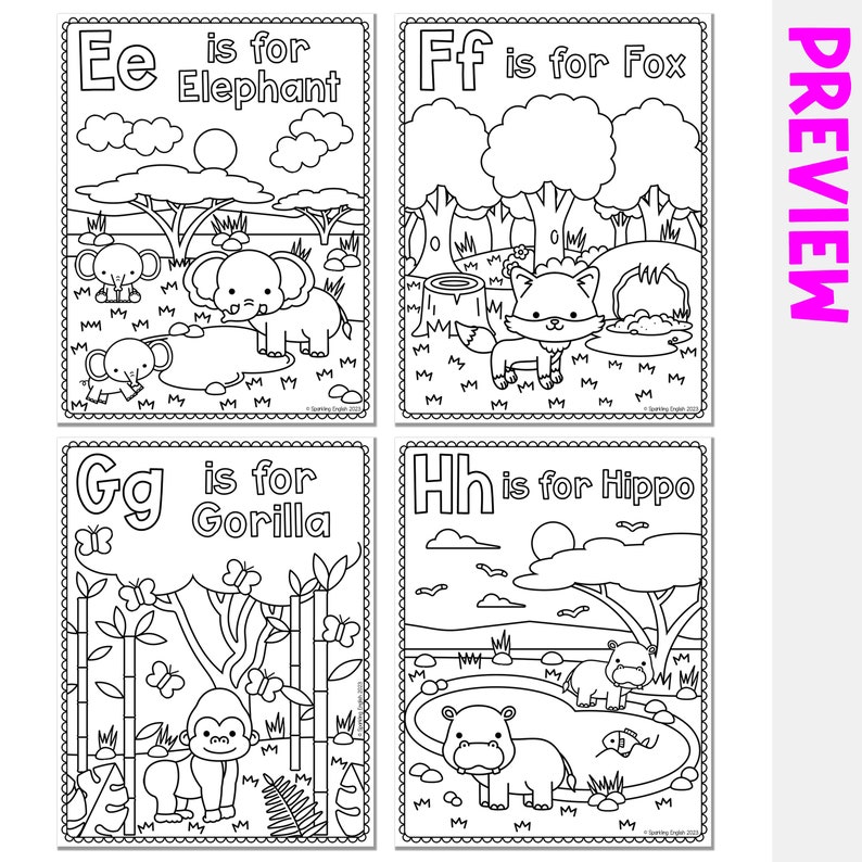 Alphabet Coloring Pages - Animal Alphabet Book - Printable ABC Coloring ...
