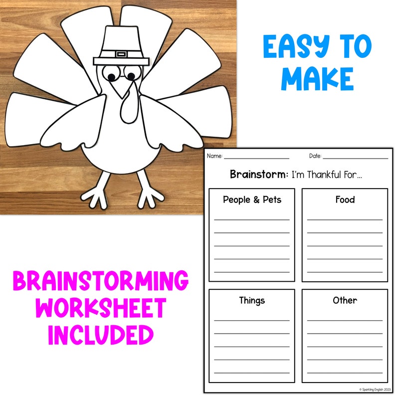 Thanksgiving Turkey Craft Printable | What I Am Thankful for Writing ...