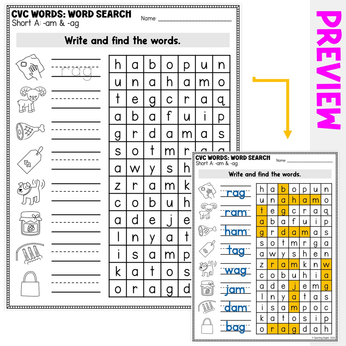 CVC Word Searches | Fun CVC Word Families Review Activity ...