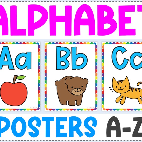 Rainbow Alphabet Posters Classroom - Etsy